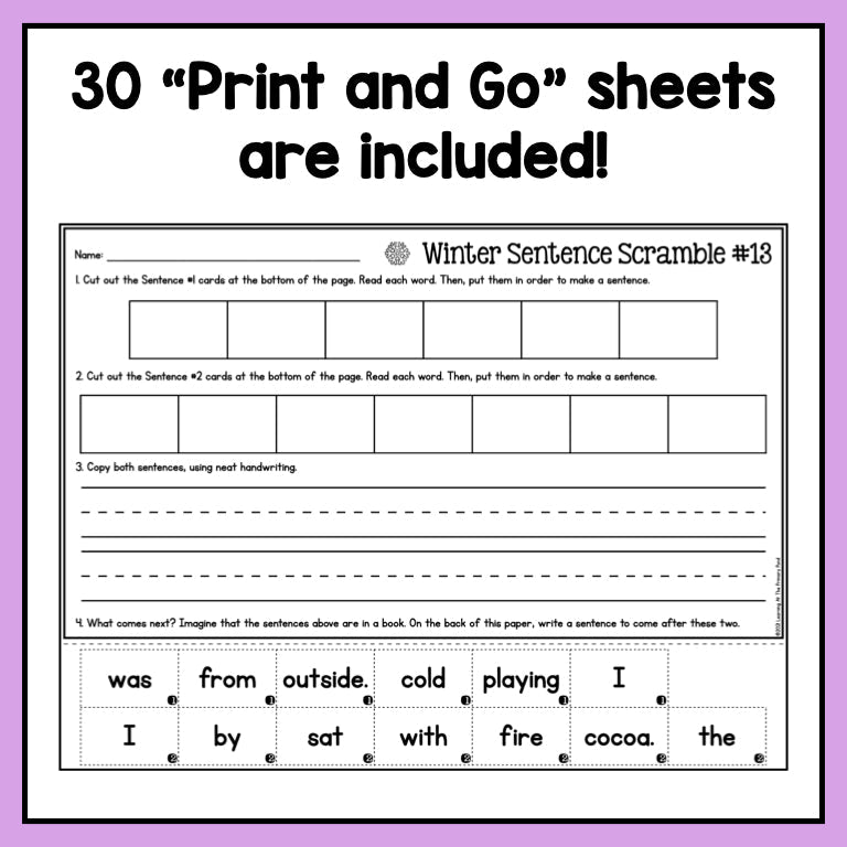 Decodable Sentence Scrambles for Second Grade | Winter Theme – learning ...