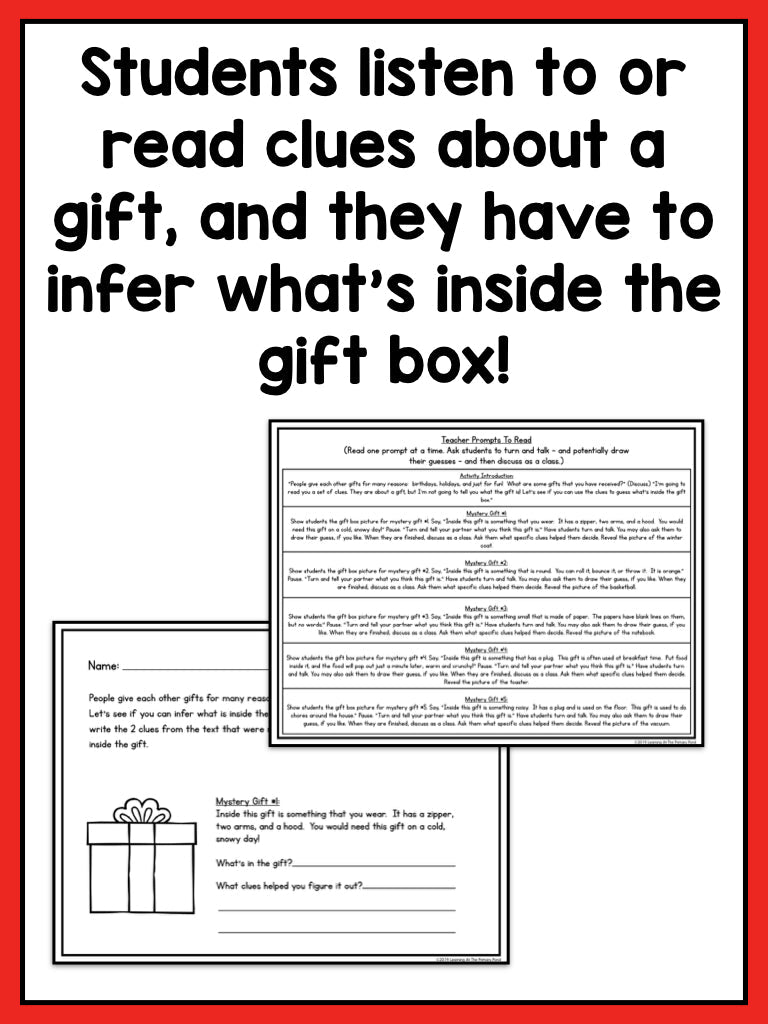 Inferring Activities | Holiday Gift Theme | Inferences Worksheets ...
