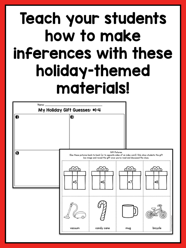 Inferring Activities | Holiday Gift Theme | Inferences Worksheets ...