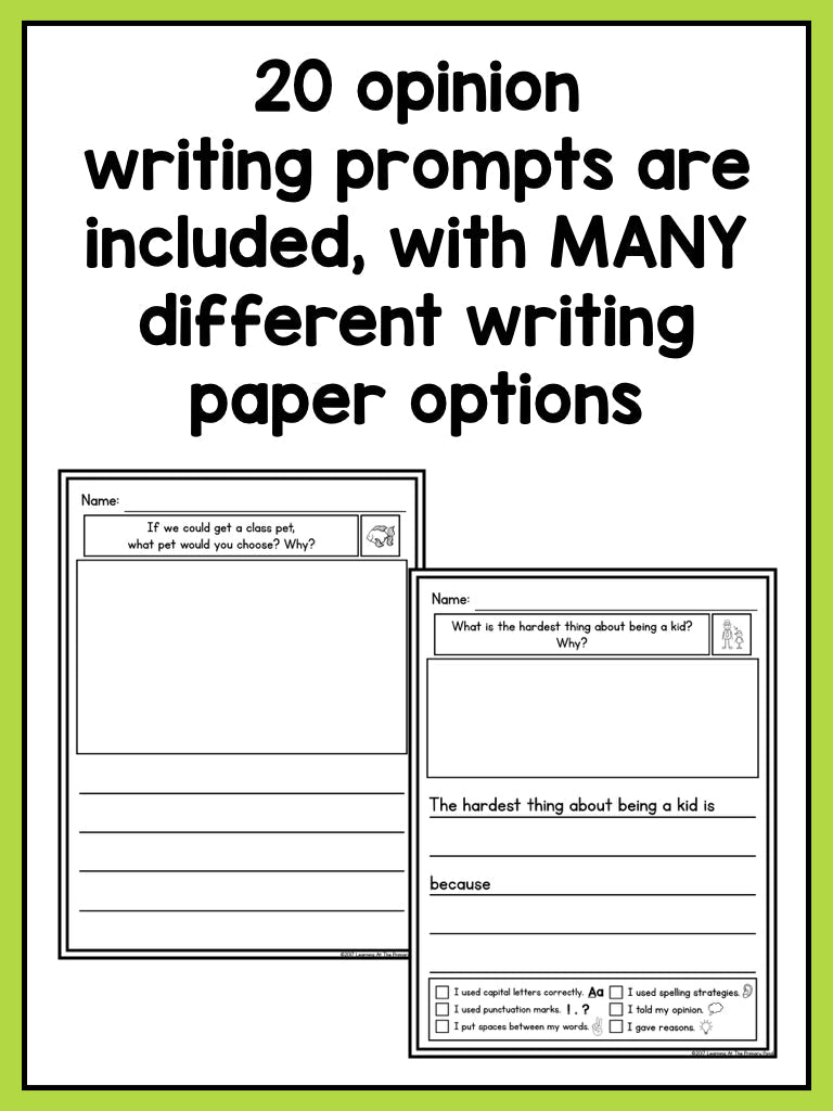 Kindergarten Opinion Writing Prompts for Differentiation – learning-at ...