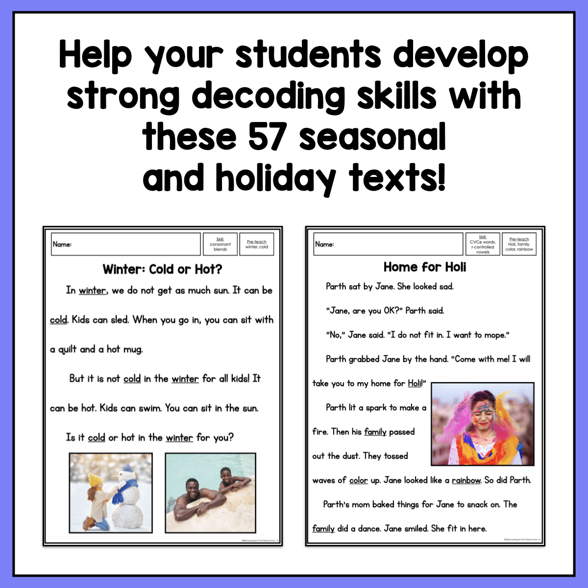 Seasonal Decodable Texts for 1st Grade | All Seasons and Holidays Bund ...