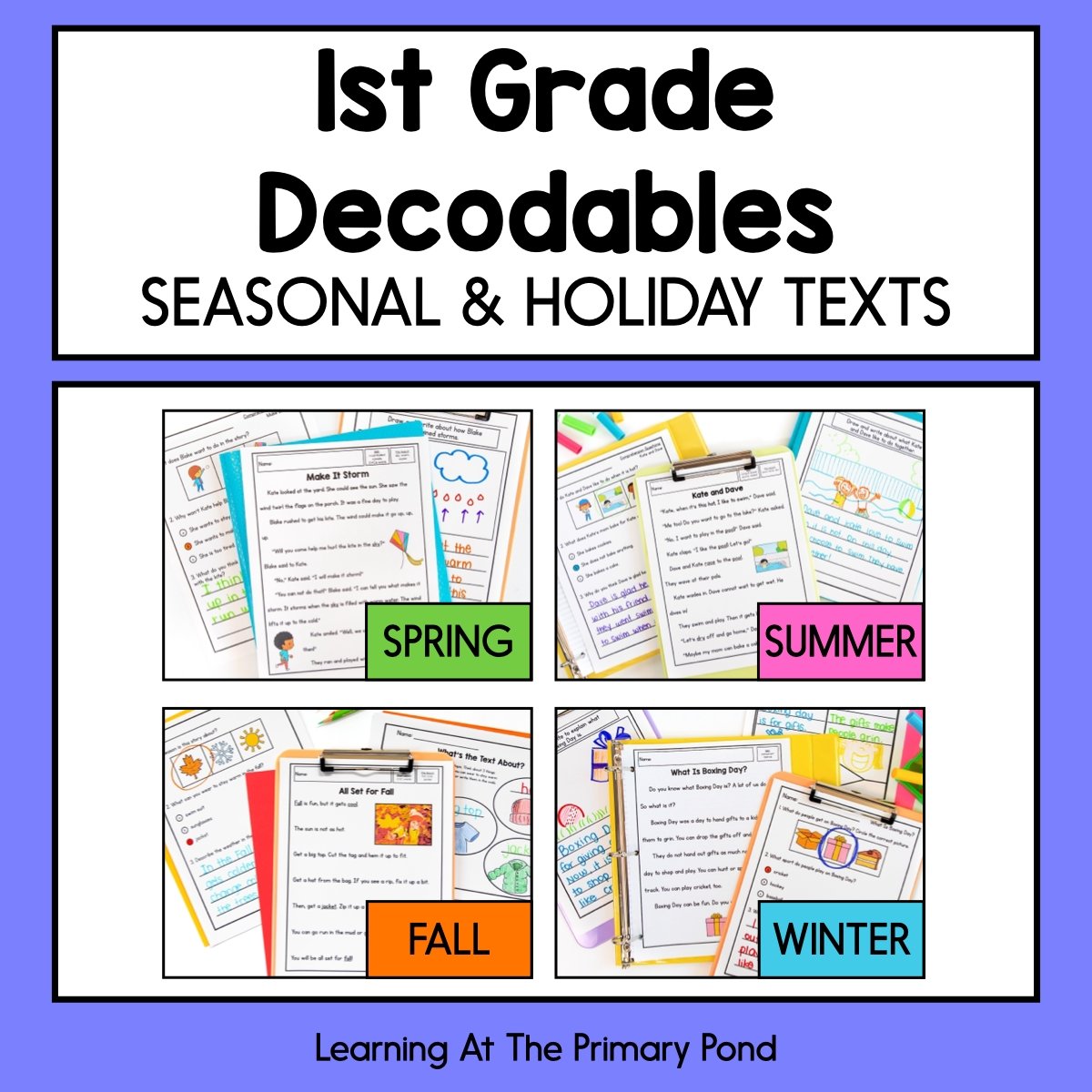 Seasonal Decodable Texts for 1st Grade | All Seasons and Holidays Bund ...