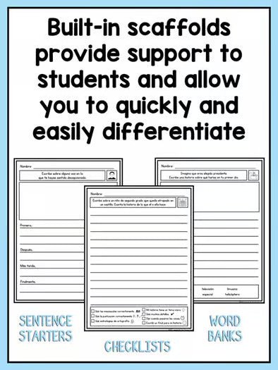 SPANISH Writing Prompts For Second Grade Narrative Writing – learning ...