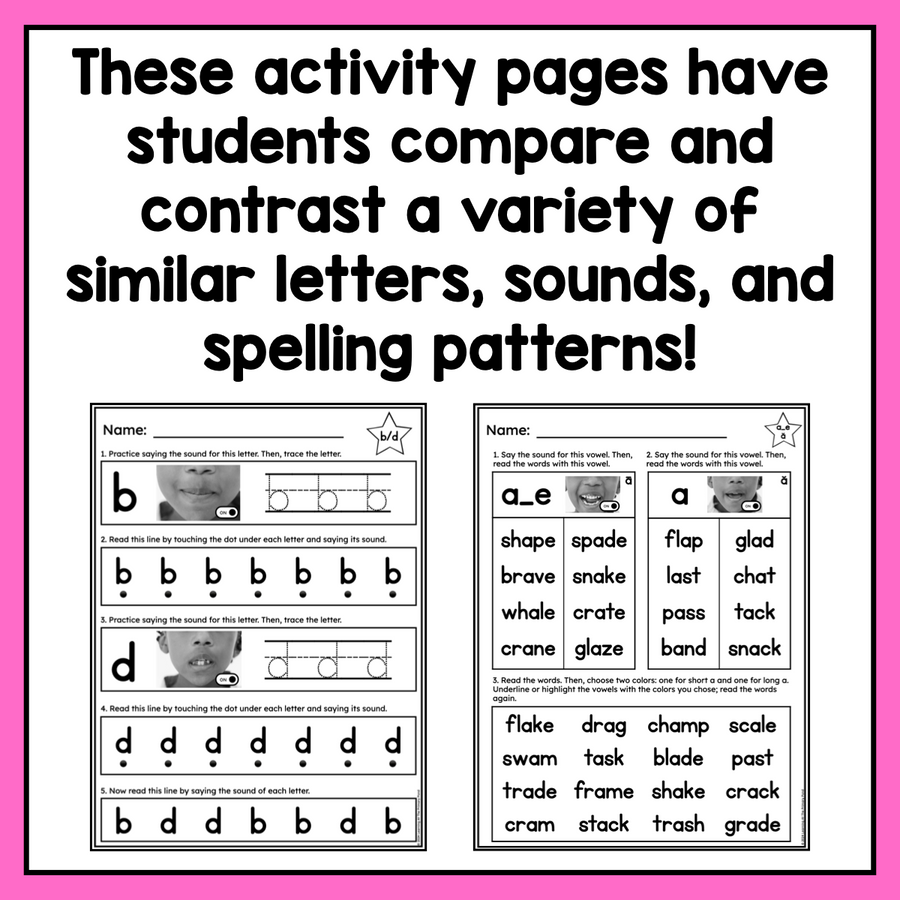 Letter Sound & Decoding Words Worksheets K-2 BUNDLE | Compare & Contra ...
