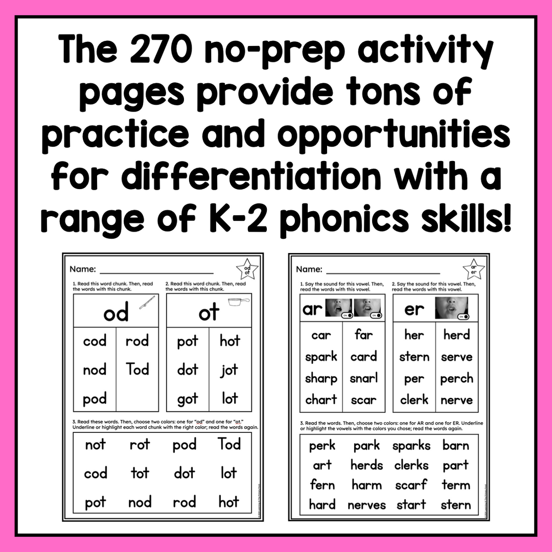 Letter Sound & Decoding Words Worksheets K-2 BUNDLE | Compare & Contra ...