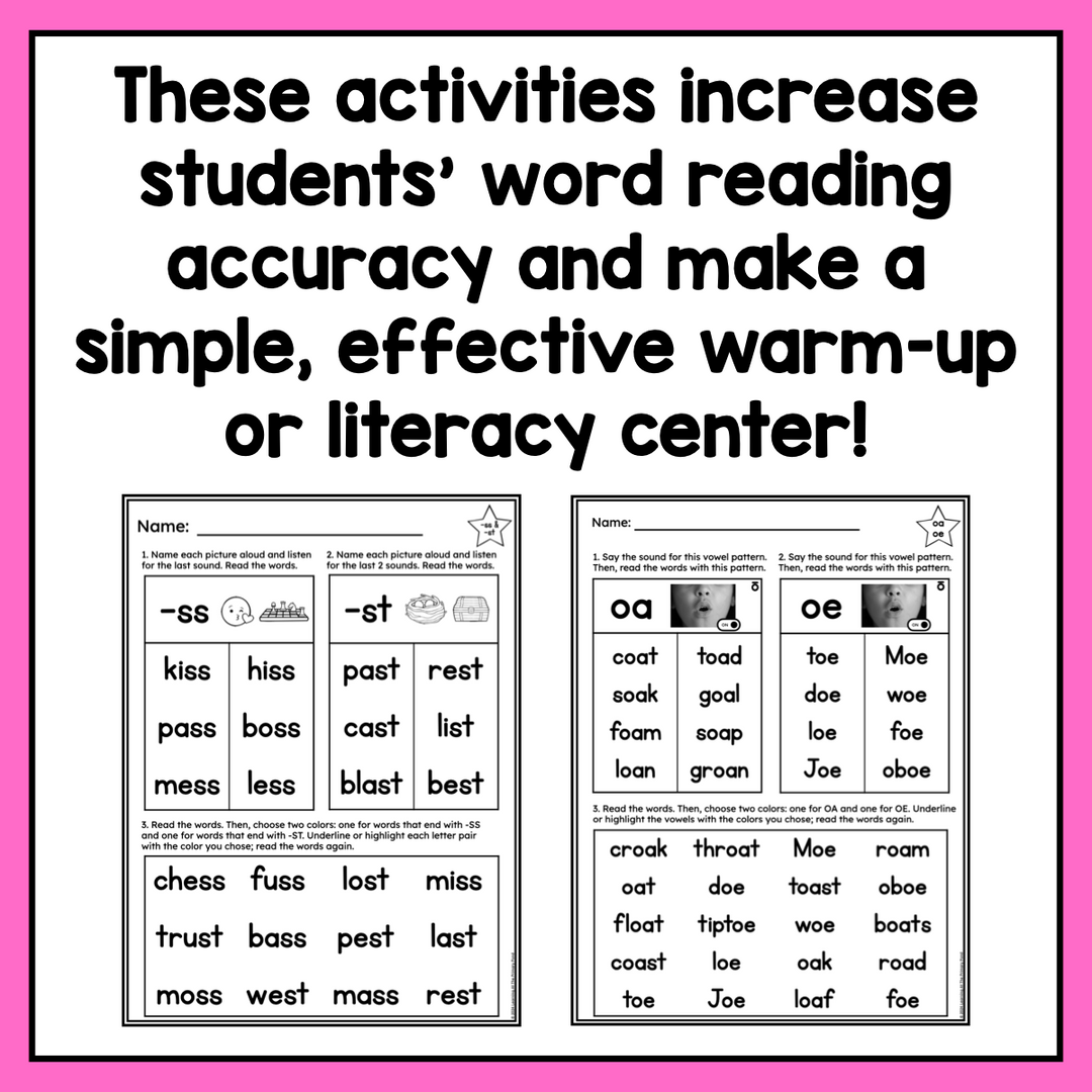 Letter Sound & Decoding Words Worksheets K-2 BUNDLE | Compare & Contra ...