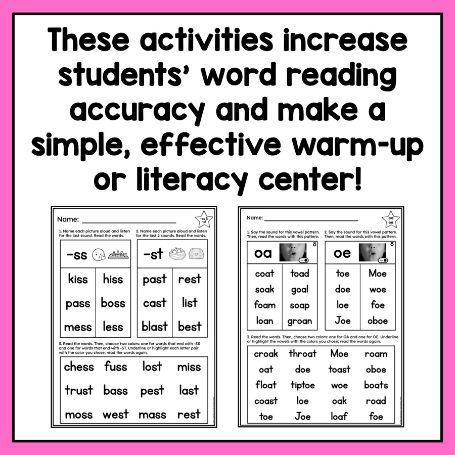 Letter Sound & Decoding Words Worksheets K-2 BUNDLE | Compare & Contra ...