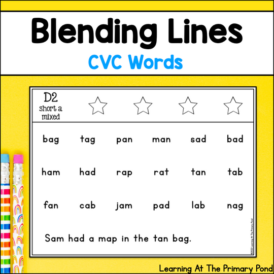 Blending Lines | CVC Words | Short Vowels – Learning at the Primary Pond