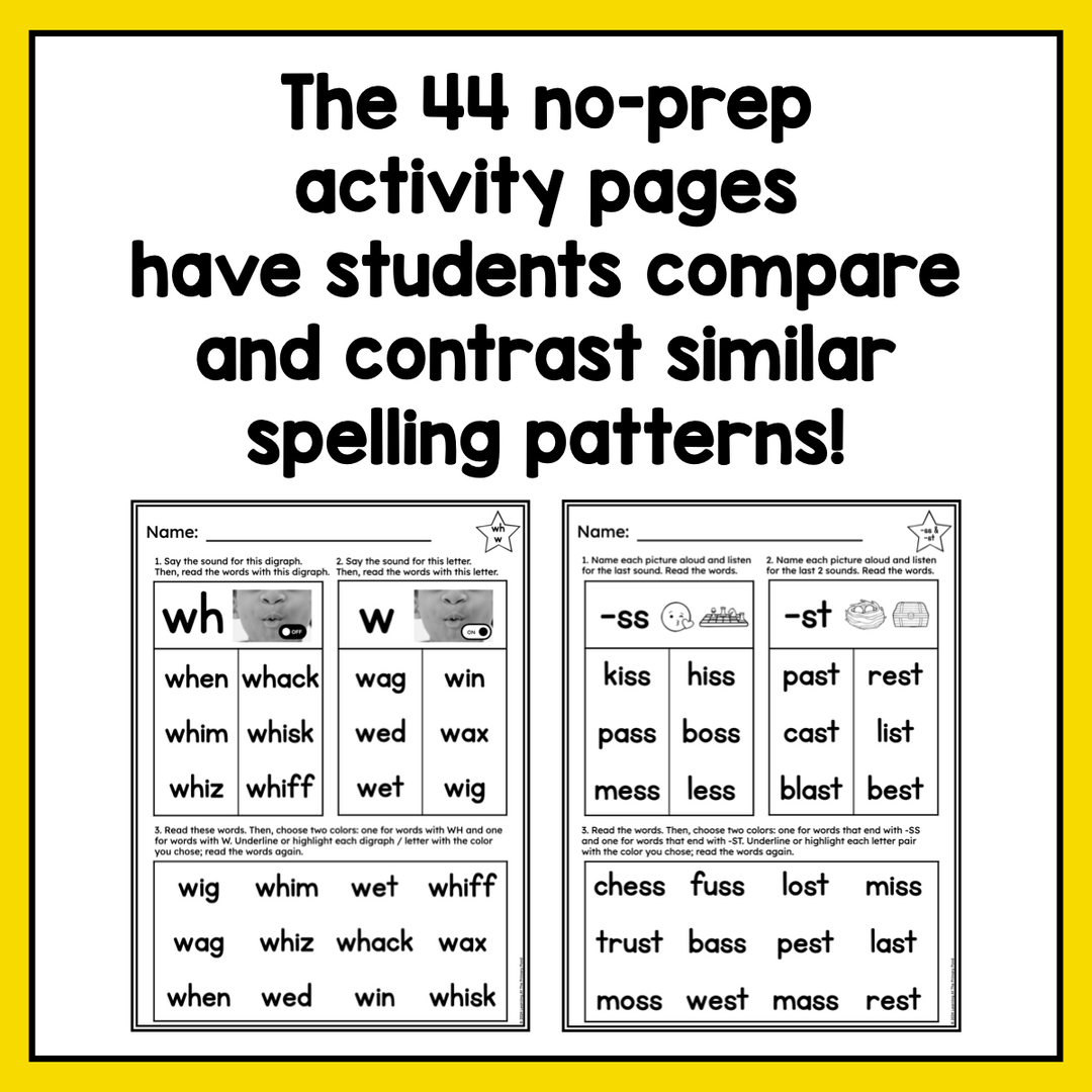 Digraphs, Blends, & Glued Sounds Worksheets for Decoding Practice | Co ...