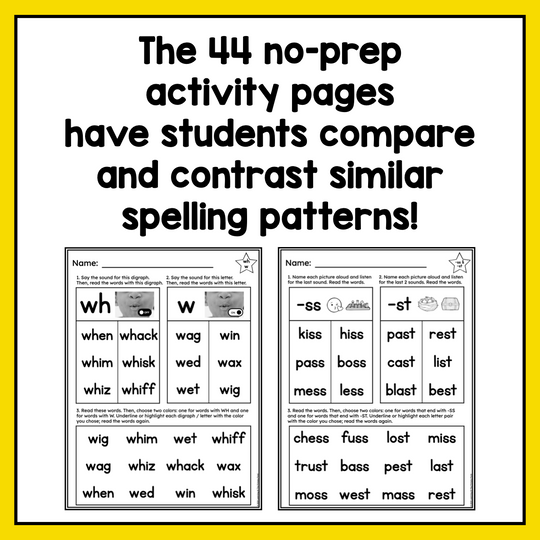 Digraphs, Blends, & Glued Sounds Worksheets for Decoding Practice | Co ...
