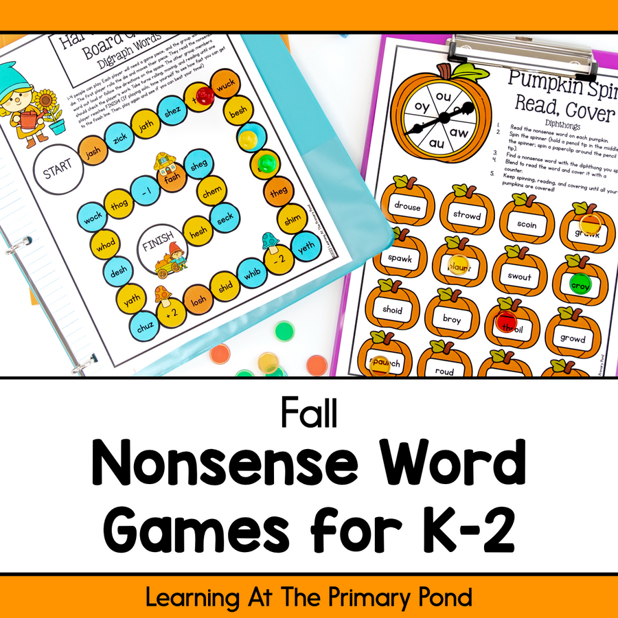 Nonsense Word Games for Kindergarten, 1st, and 2nd grade {Fall Theme ...
