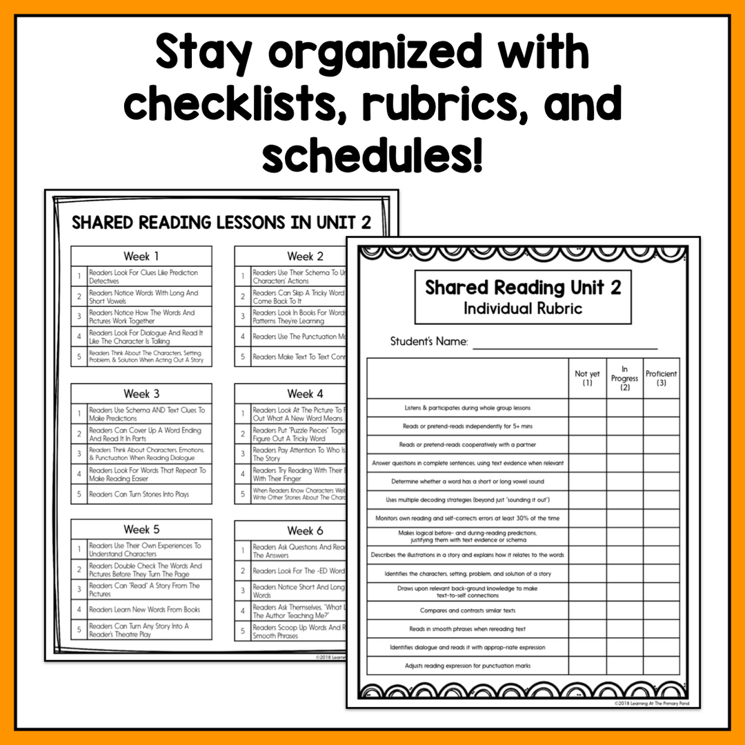 First Grade Reading Workshop BUNDLE of Shared Reading Lessons ...