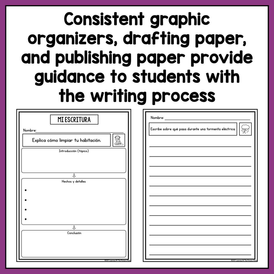 SPANISH Writing Prompts for First Grade Informational Writing ...