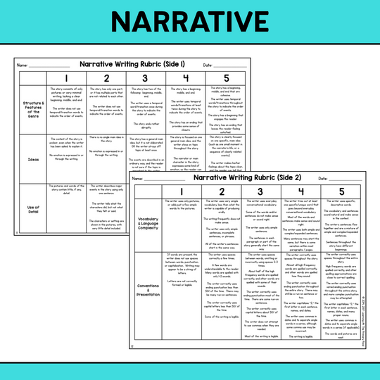 First Grade Writing Rubrics - Narrative, Informational, and Opinion Ge ...