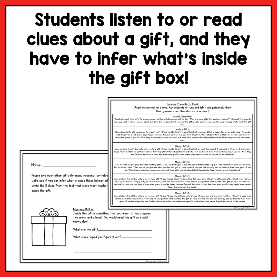 Inferring Activities | Holiday Gift Theme | Inferences Worksheets ...