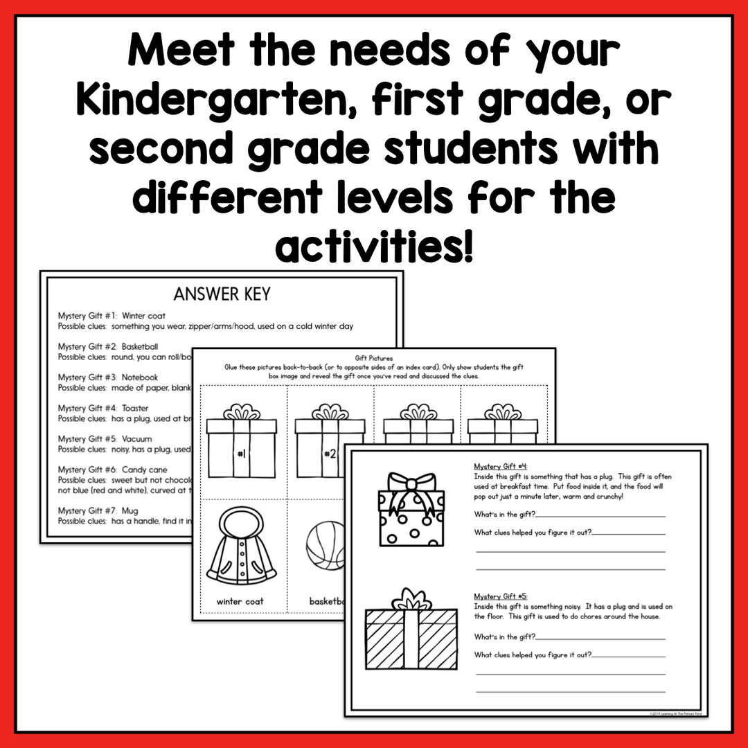 Inferring Activities | Holiday Gift Theme | Inferences Worksheets ...