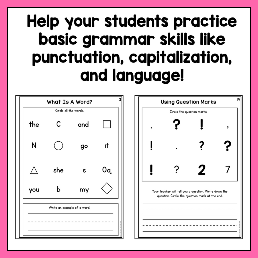 Kindergarten Grammar Workbook {My First Grammar & Language Practice Bo ...