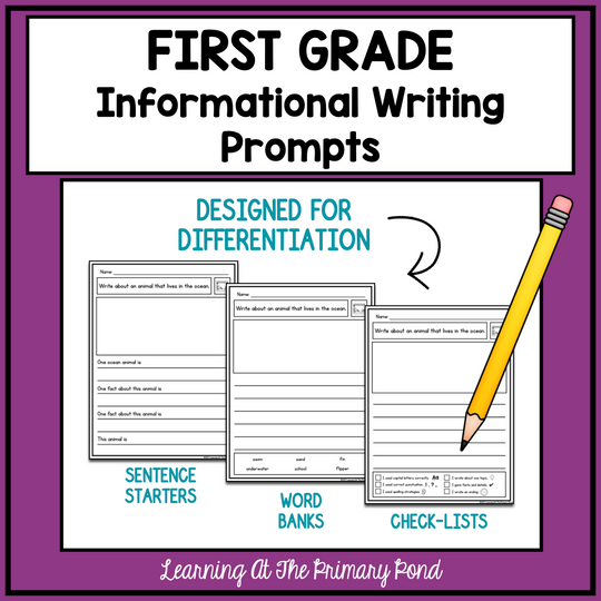 First Grade Informational Writing Prompts For Differentiation ...