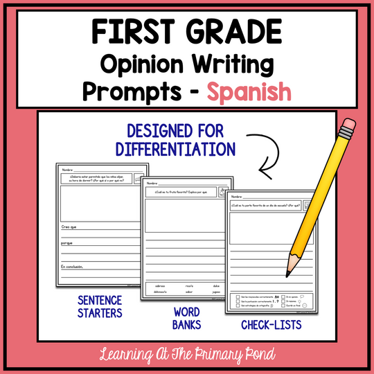 SPANISH Writing Prompts for First Grade Opinion Writing – Learning at ...