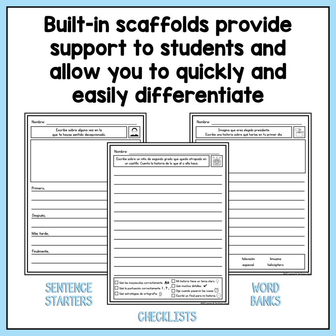 SPANISH Writing Prompts For Second Grade Narrative Writing – Learning ...