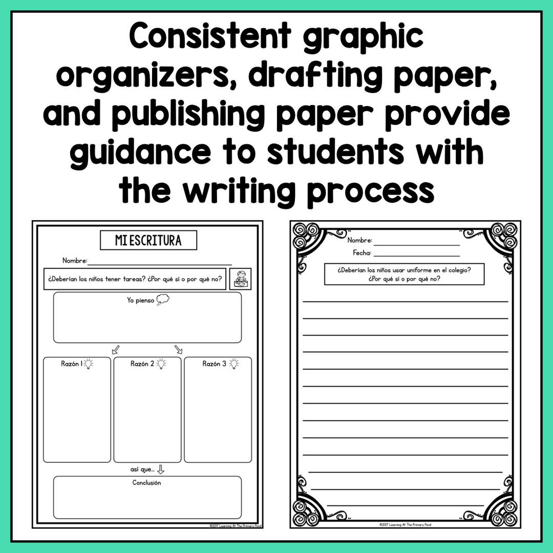 SPANISH Writing Prompts For Second Grade Opinion Writing – Learning at ...