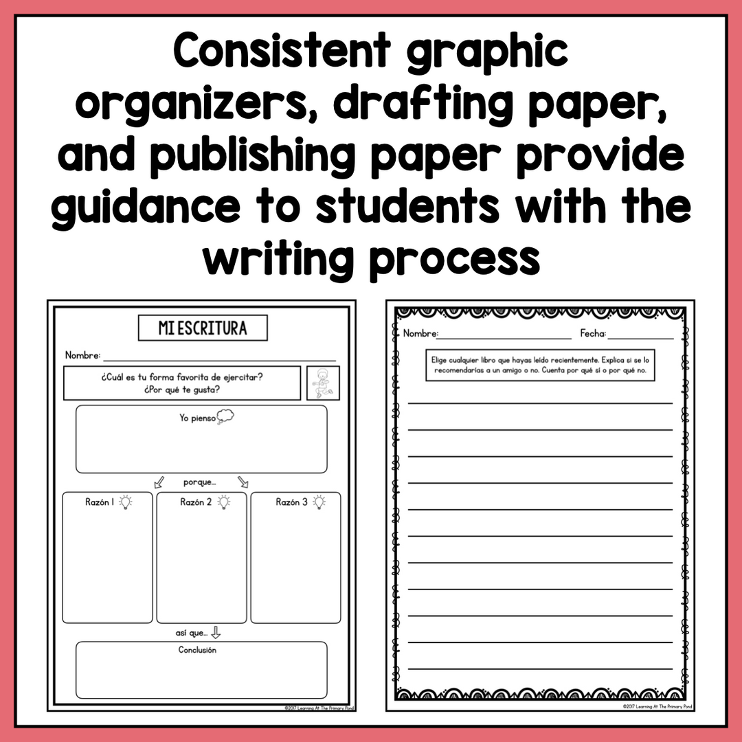 SPANISH Writing Prompts for First Grade Opinion Writing – Learning at ...