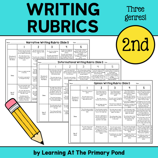 Second Grade Writing Rubrics - Narrative, Informational, and Opinion G ...