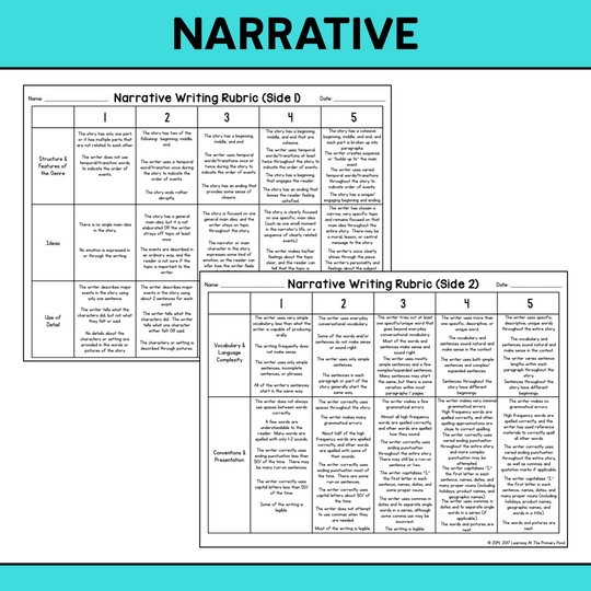 Second Grade Writing Rubrics - Narrative, Informational, and Opinion G ...