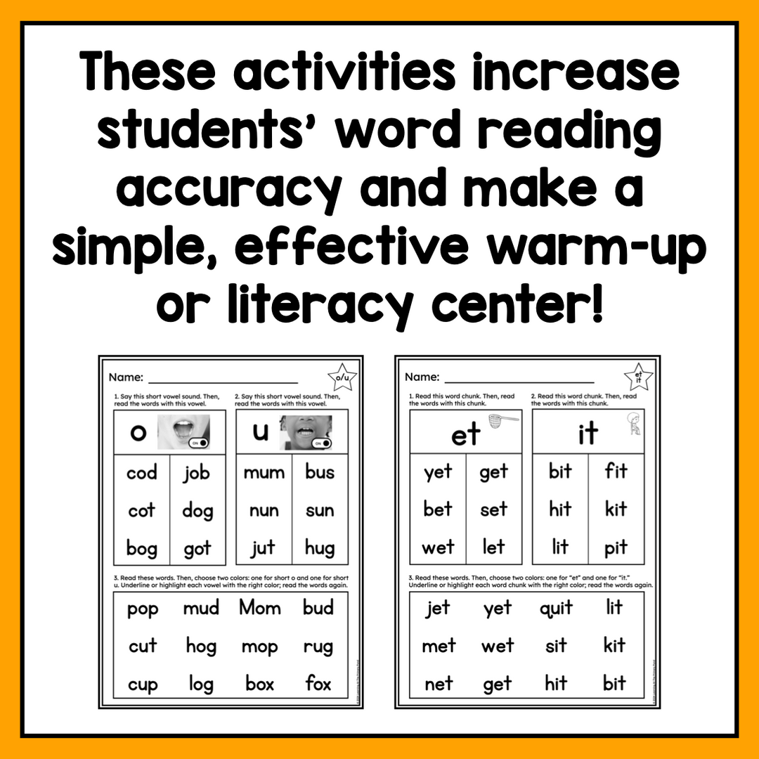 CVC Words & Short Vowel Worksheets for Decoding Practice | Compare & C ...