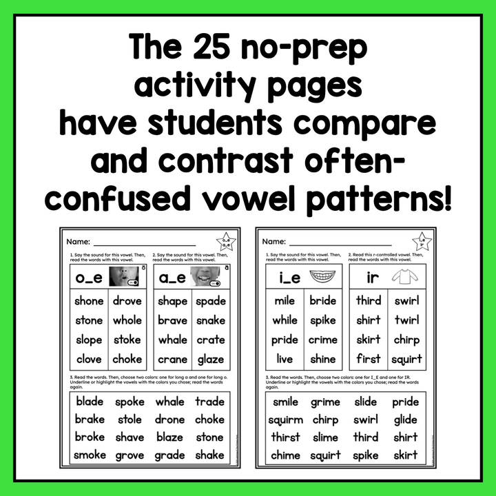 Silent E Words Worksheets for Decoding Practice | Compare & Contrast P ...