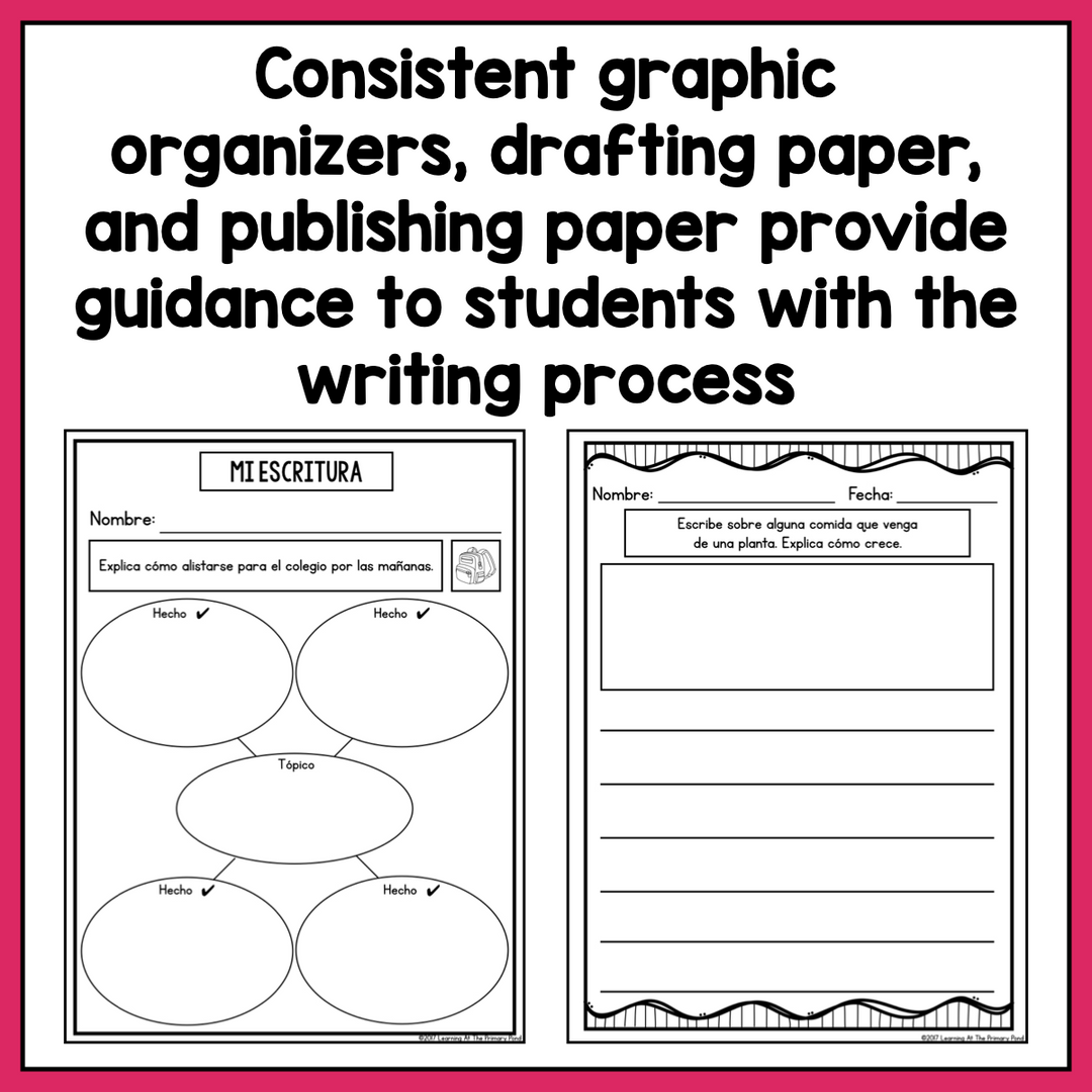 SPANISH Writing Prompts for Kindergarten Informational Writing ...