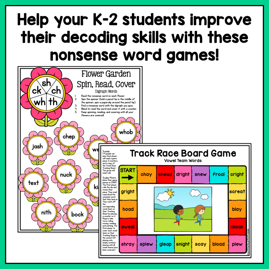 Nonsense Word Games for Kindergarten, 1st, and 2nd grade | Spring Them ...
