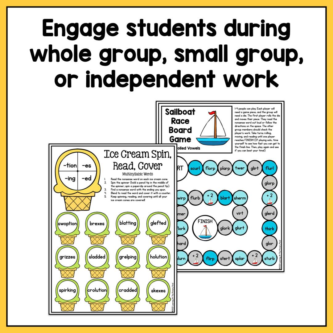 Nonsense Word Games for Kindergarten, 1st, and 2nd grade | Summer Them ...