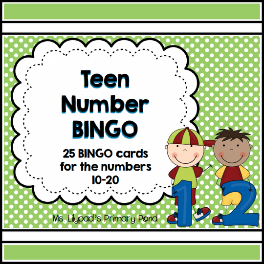 Teen Numbers Bingo {Numbers 10-20} – Learning at the Primary Pond