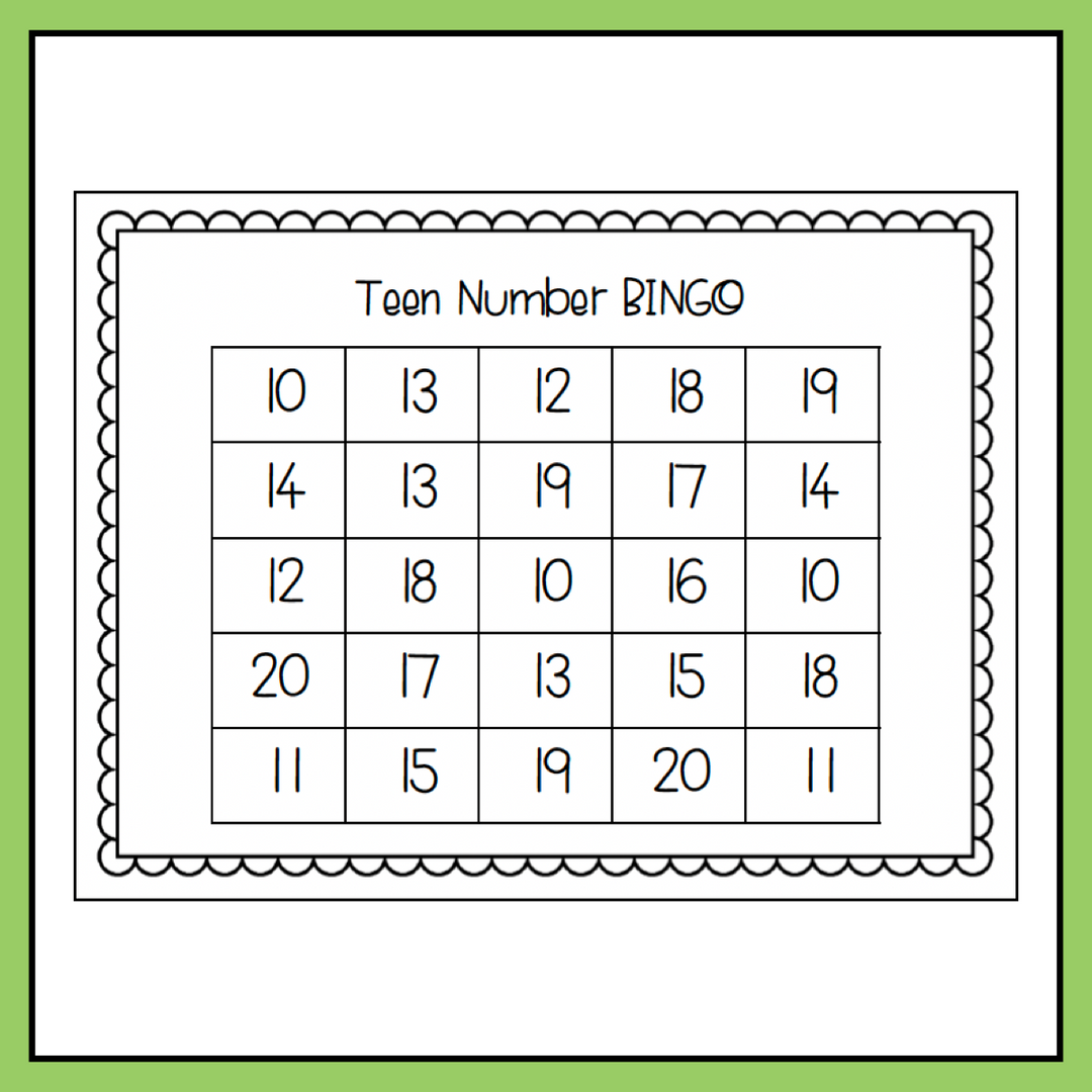 Teen Numbers Bingo {Numbers 10-20} – Learning at the Primary Pond
