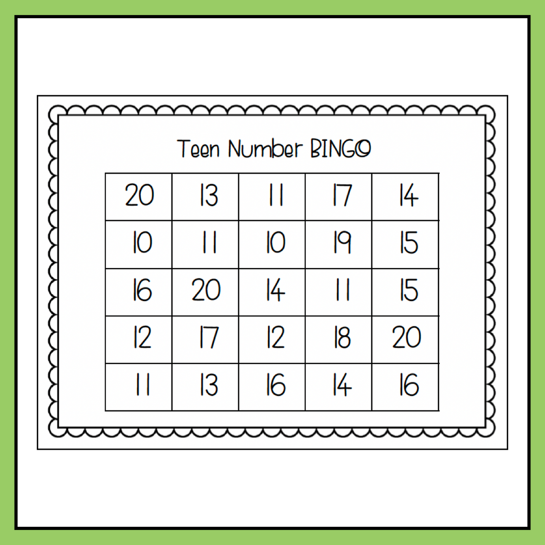 Teen Numbers Bingo {Numbers 10-20} – Learning at the Primary Pond