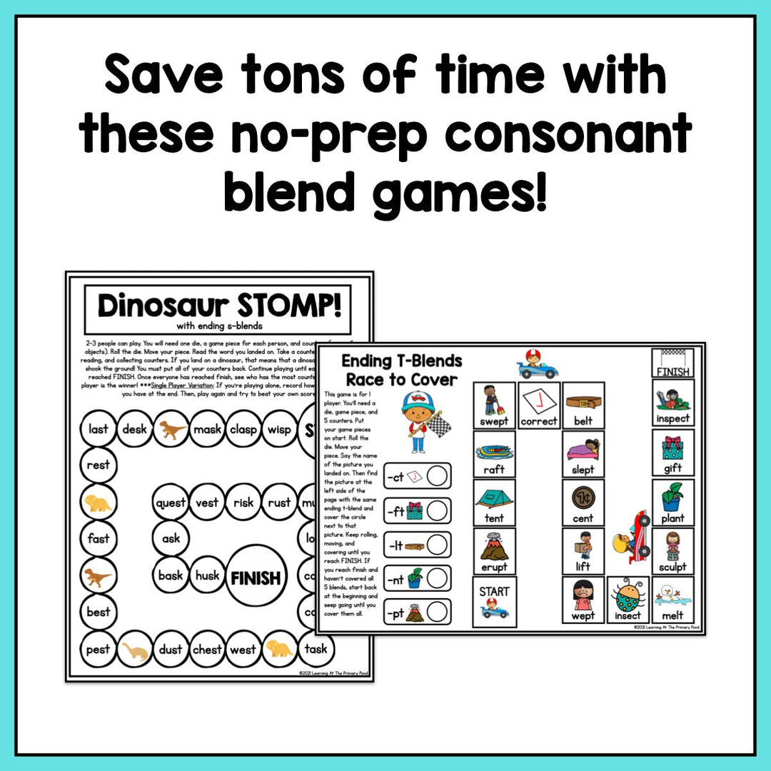 Consonant Blends Games: First Grade No-Prep Phonics – learning-at-the ...