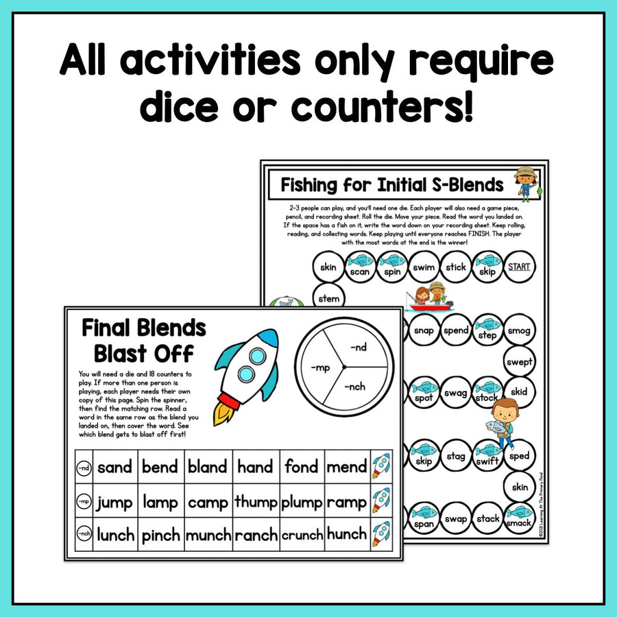 Consonant Blends Games: First Grade No-Prep Phonics – Learning at the ...