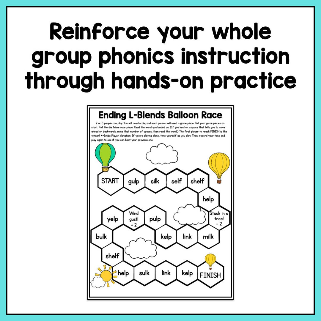 Consonant Blends Games: First Grade No-Prep Phonics – Learning at the ...