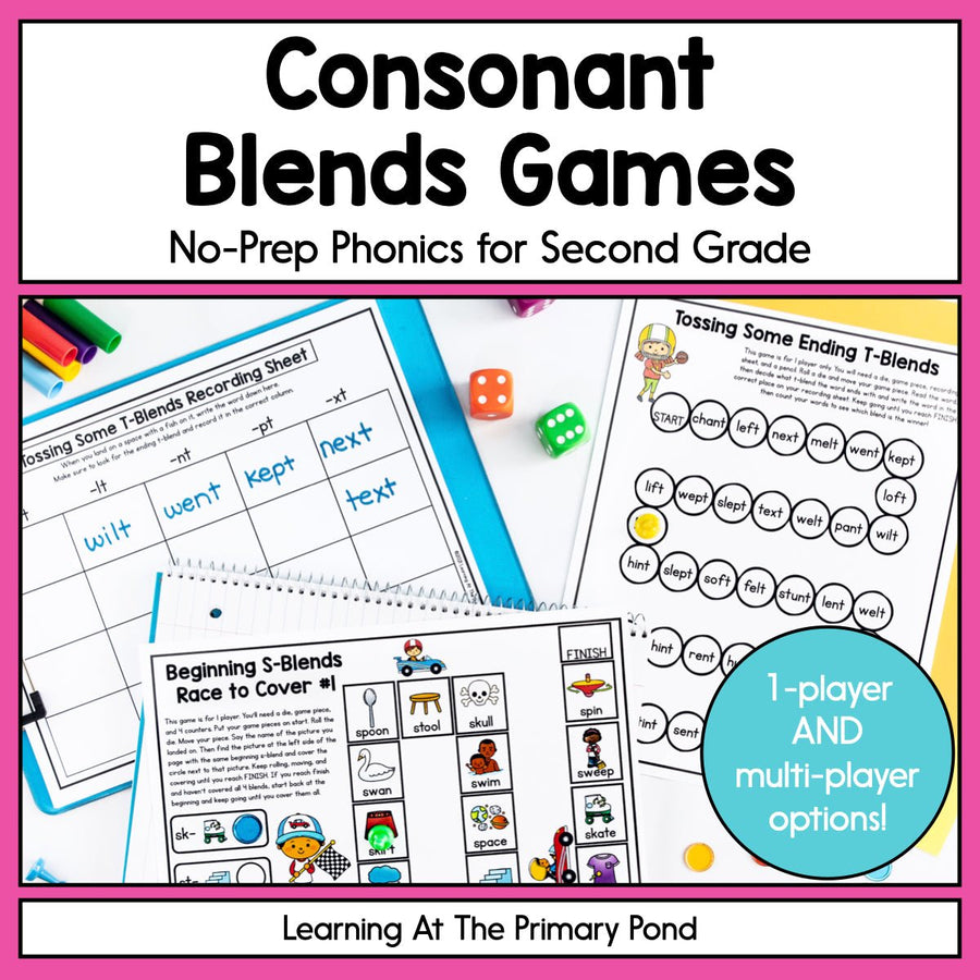 Consonant Blends Games: Second Grade No-Prep Phonics – Learning at the ...