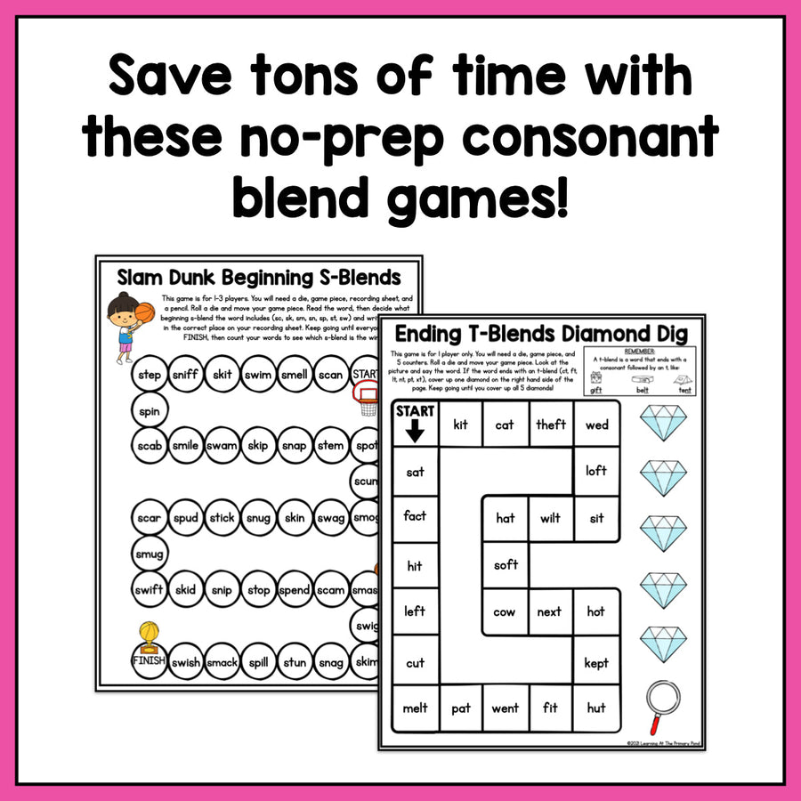 Consonant Blends Games: Second Grade No-Prep Phonics – Learning at the ...