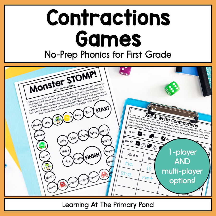 Contractions Games: First Grade No-Prep Phonics – Learning at the ...