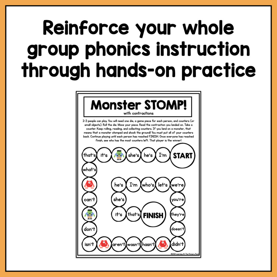 Contractions Games: First Grade No-Prep Phonics – Learning at the ...