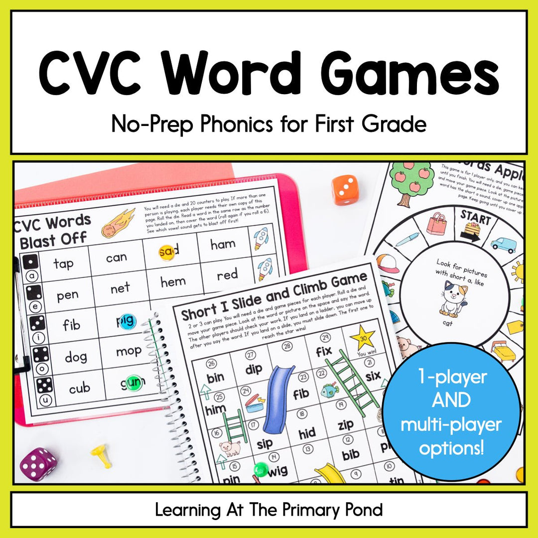 CVC Word Games: First Grade No-Prep Phonics – learning-at-the-primary-pond