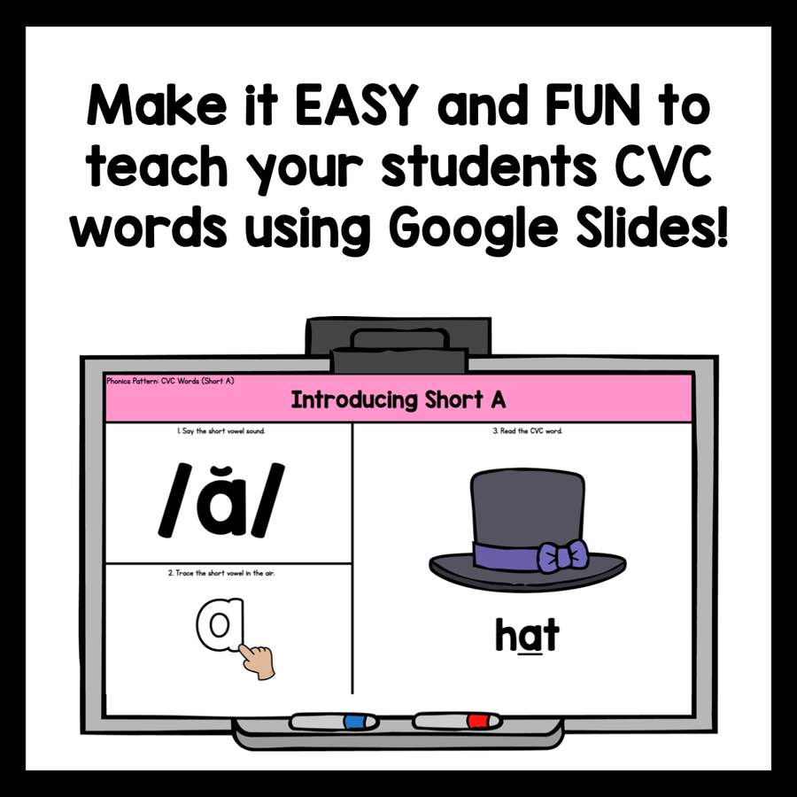 CVC Words Phonics Slides | Short Vowels | Google Slides Phonics ...
