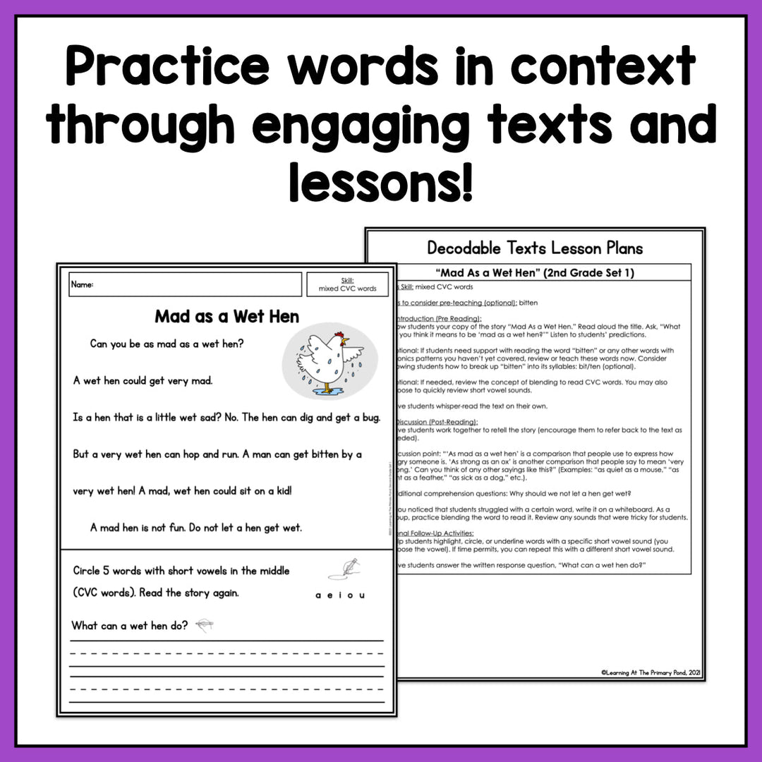 Decodable Readers | CVCs, Digraphs, Blends, Glued Sounds | 2nd Grade S ...