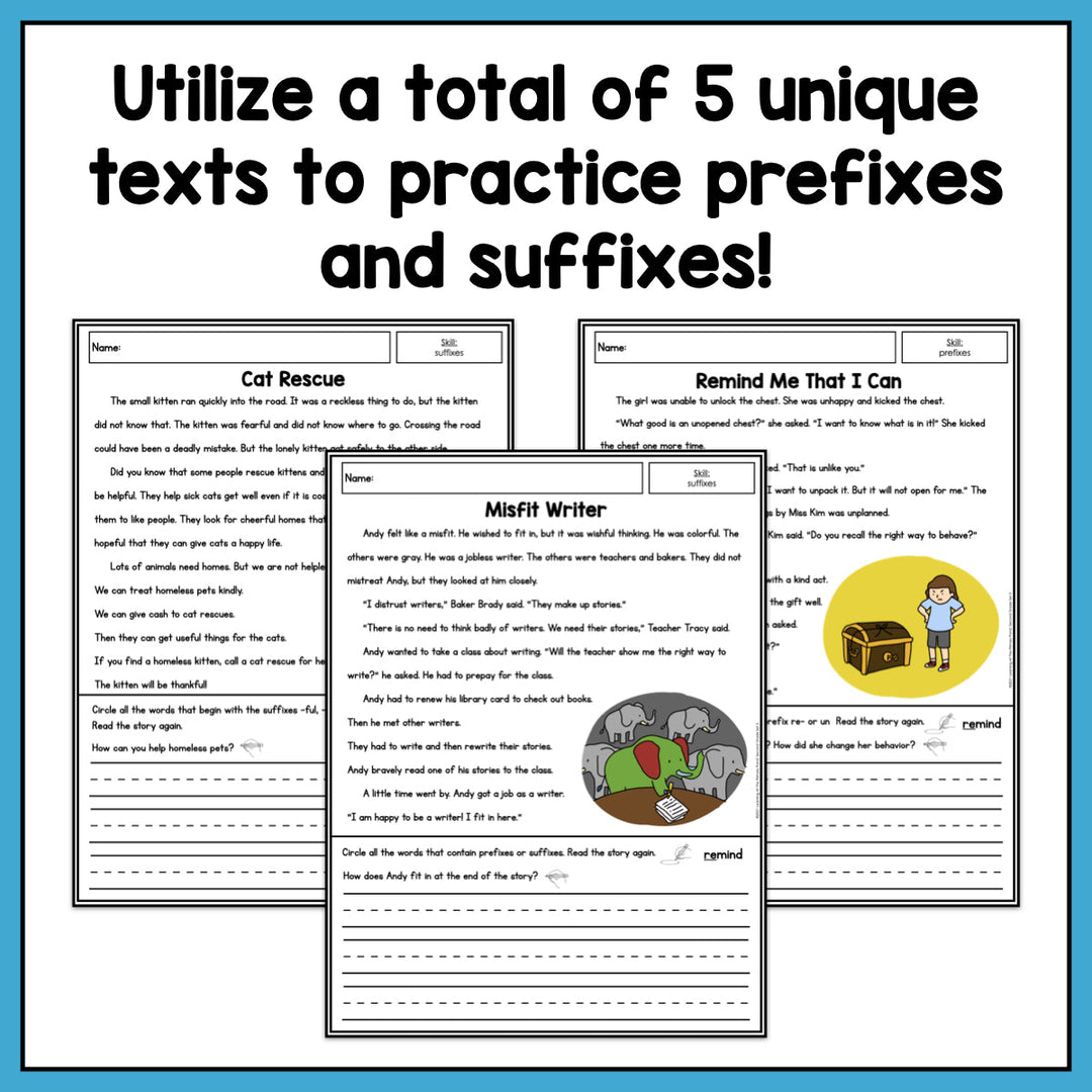 Decodable Readers | Prefixes and Suffixes | Second Grade Set 5 | SOR a ...