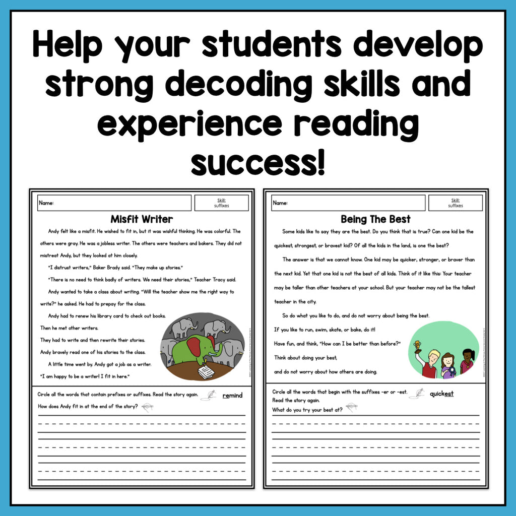 Decodable Readers | Prefixes and Suffixes | Second Grade Set 5 | SOR a ...
