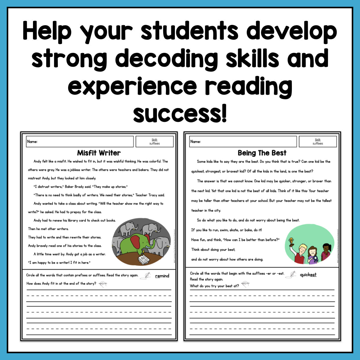 Decodable Readers | Prefixes and Suffixes | Second Grade Set 5 | SOR a ...