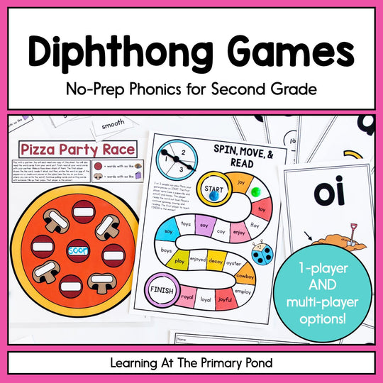 Diphthongs Games: Second Grade No-Prep Phonics – Learning at the ...